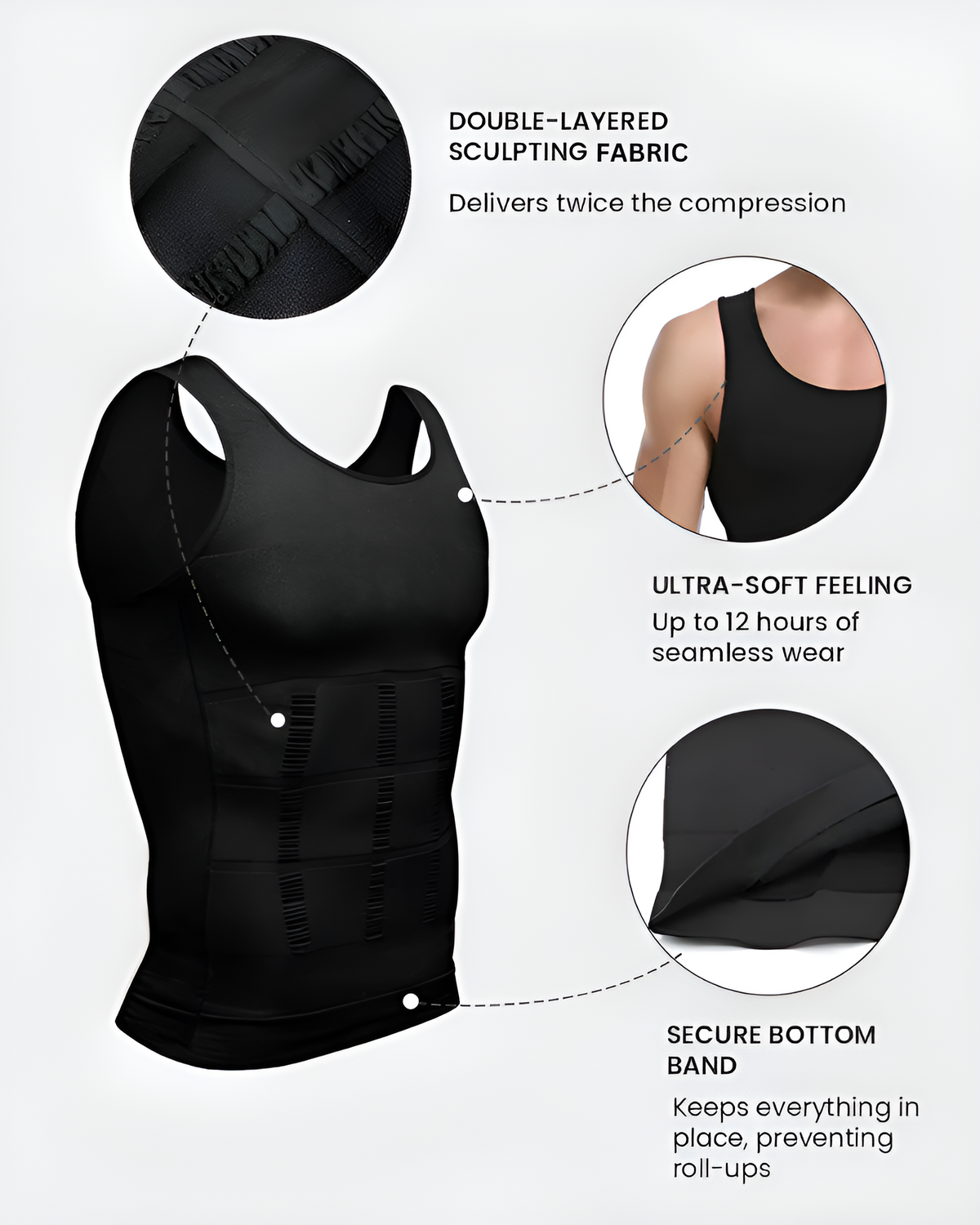 Shaperluv Men's Compression Tank S-2XL in Black, White & Grey ...